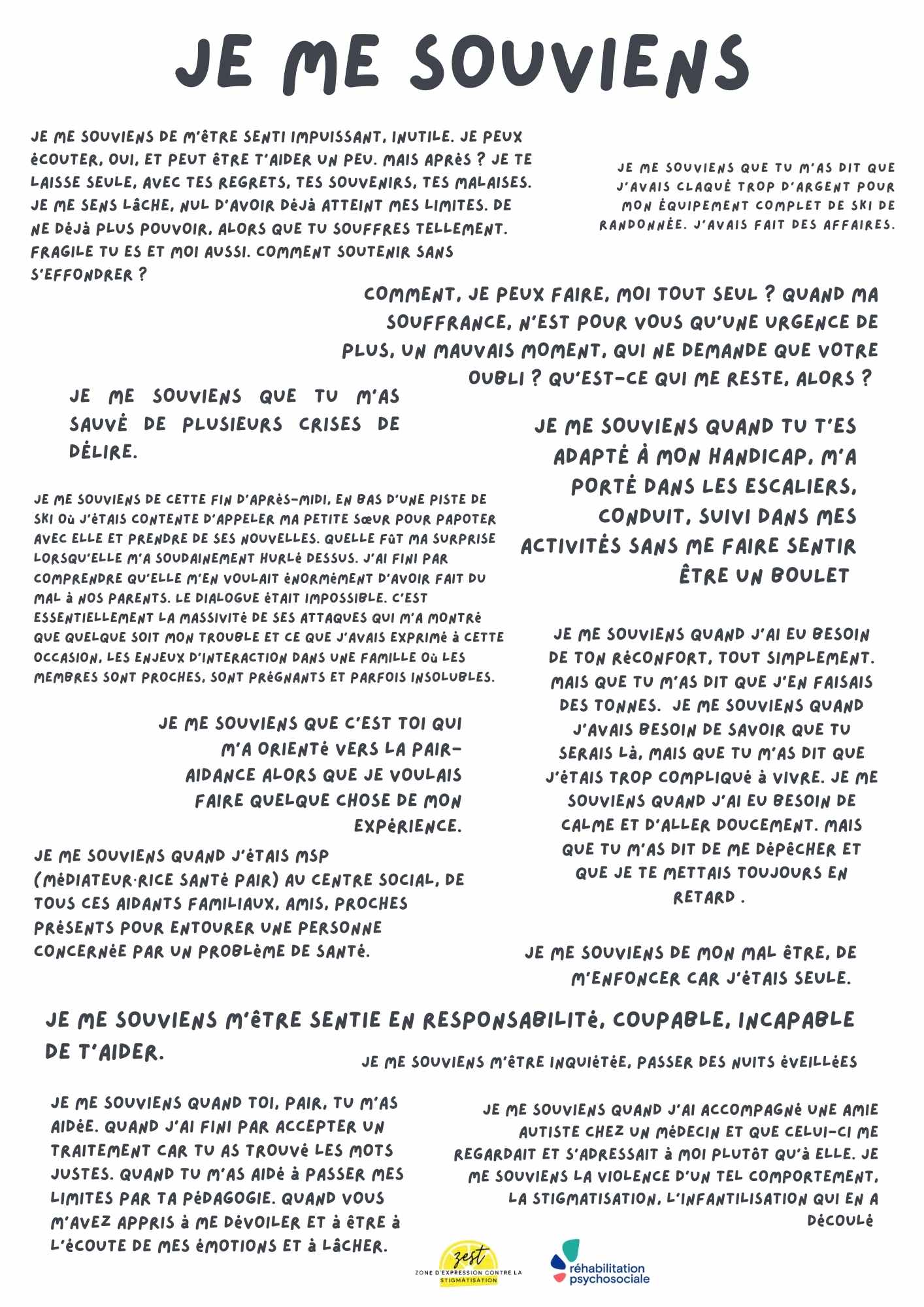 "Je me souviens", "je rêve de" : témoignages à la journée du réseau sur l'aidance - Centre ...